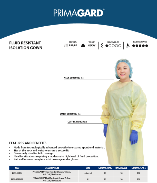 Isolation Gown, Impervious Polyethylene apron, Open Back & thumb-loops ...